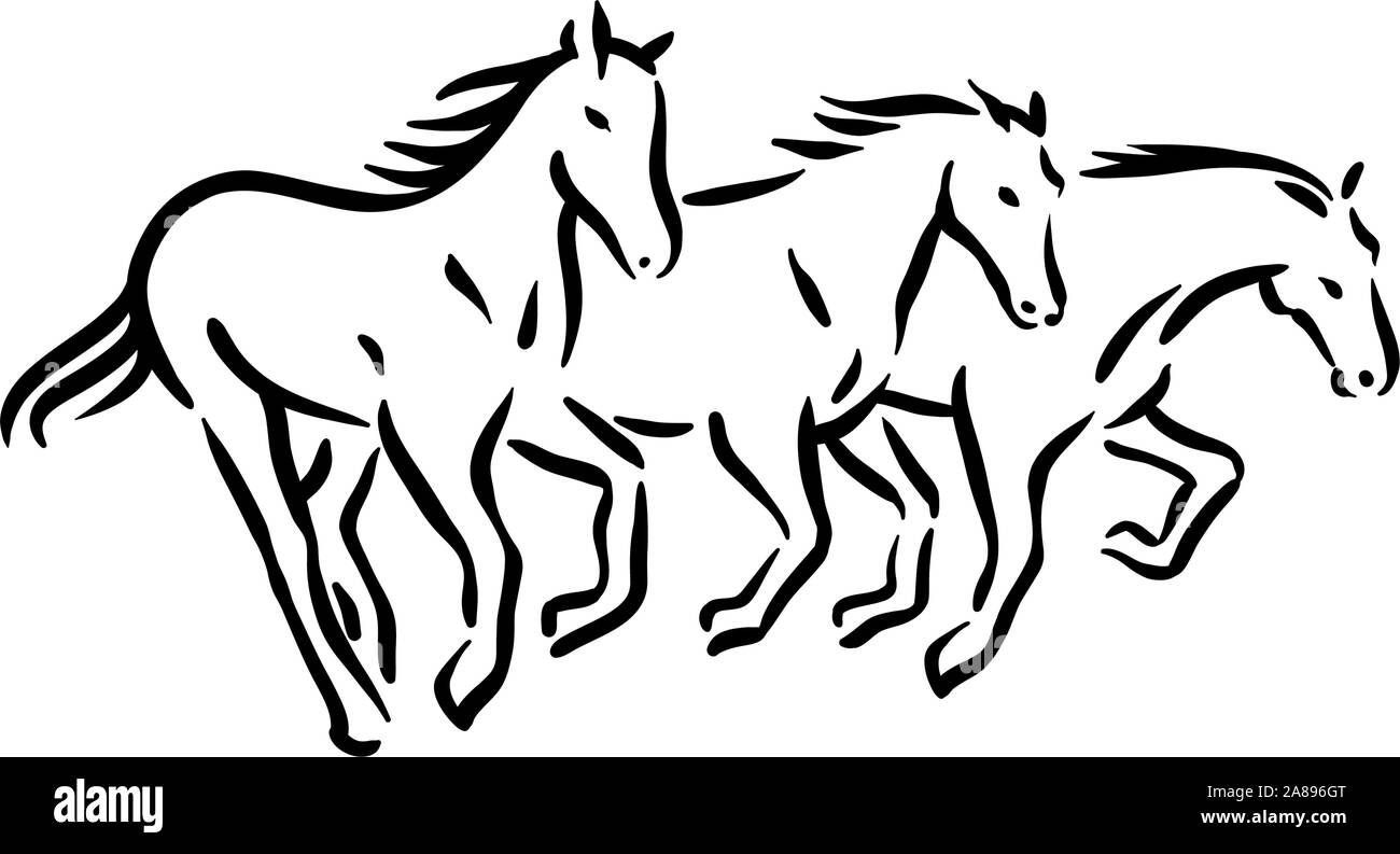 Horse symbol illustration black on white background Stock Vector Image ...