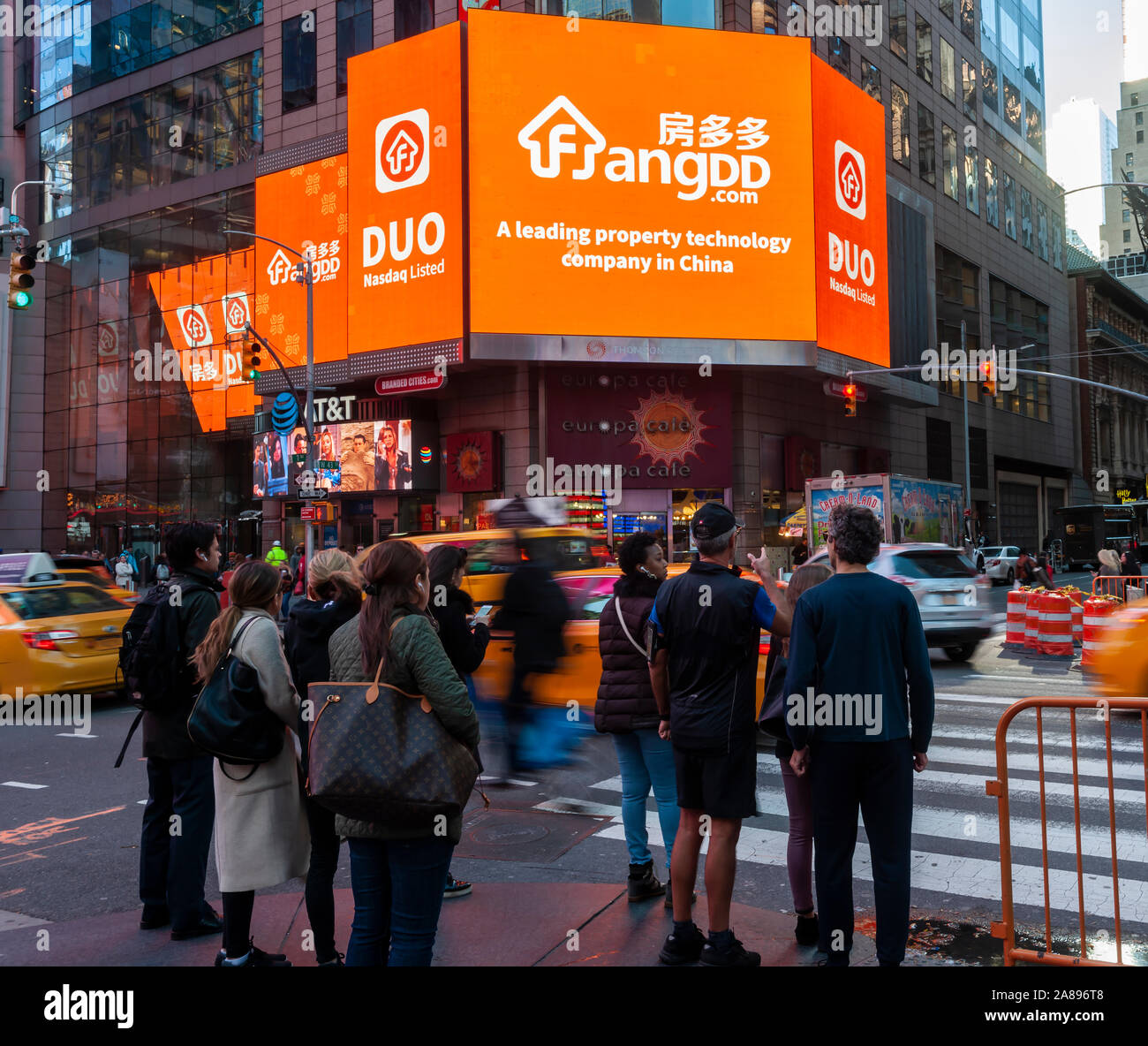 The giant video screen on the Nasdaq stock exchange in Times Square in ...