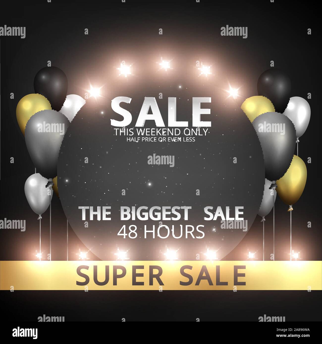 Vector promotion sale flyer, creative golden black and silver ...