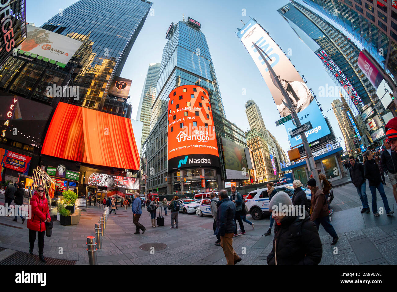 The giant video screen on the Nasdaq stock exchange in Times Square in ...