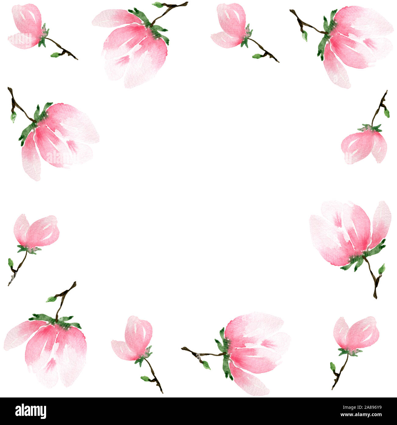 Magnolia flower border frame pink Cut Out Stock Images & Pictures - Alamy