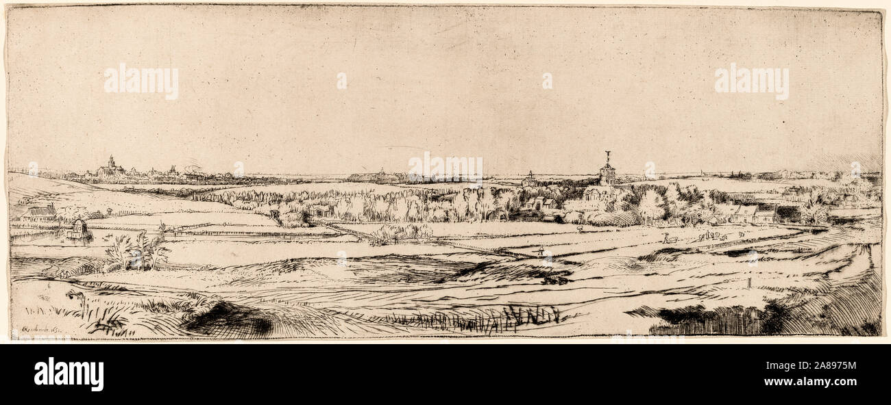 Rembrandt van Rijn, Landscape with a View toward Haarlem (The ...