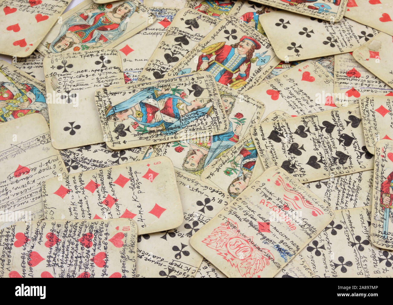 old fortune-telling maps with text explanation of what will happen ...