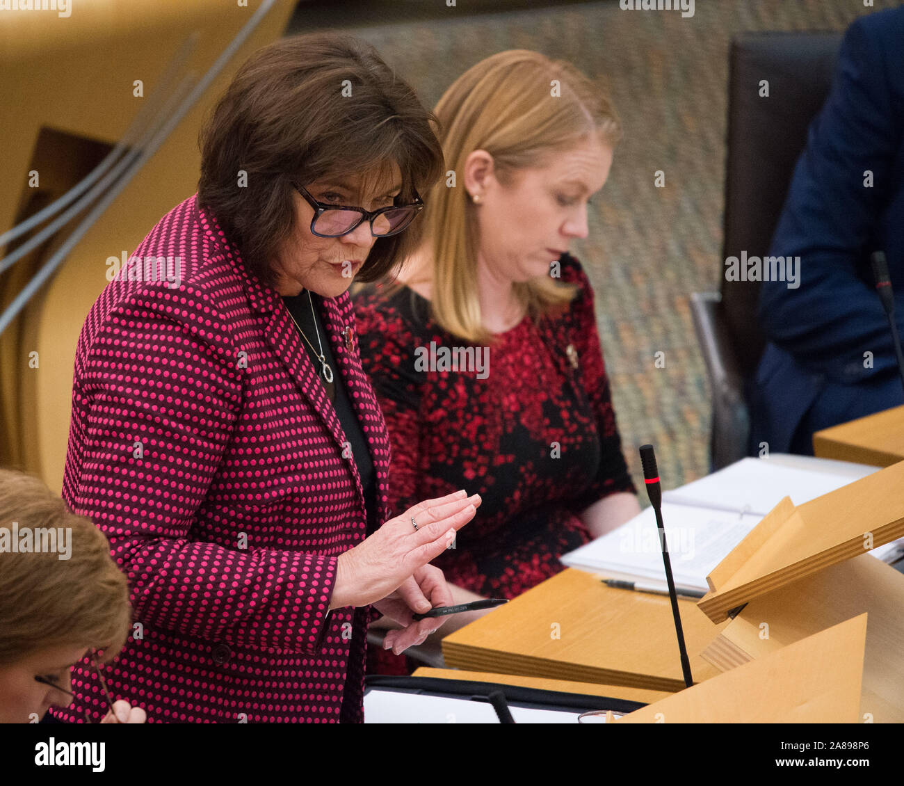 Jeane freeman using flat hand gesture whilst speaking hi-res stock ...