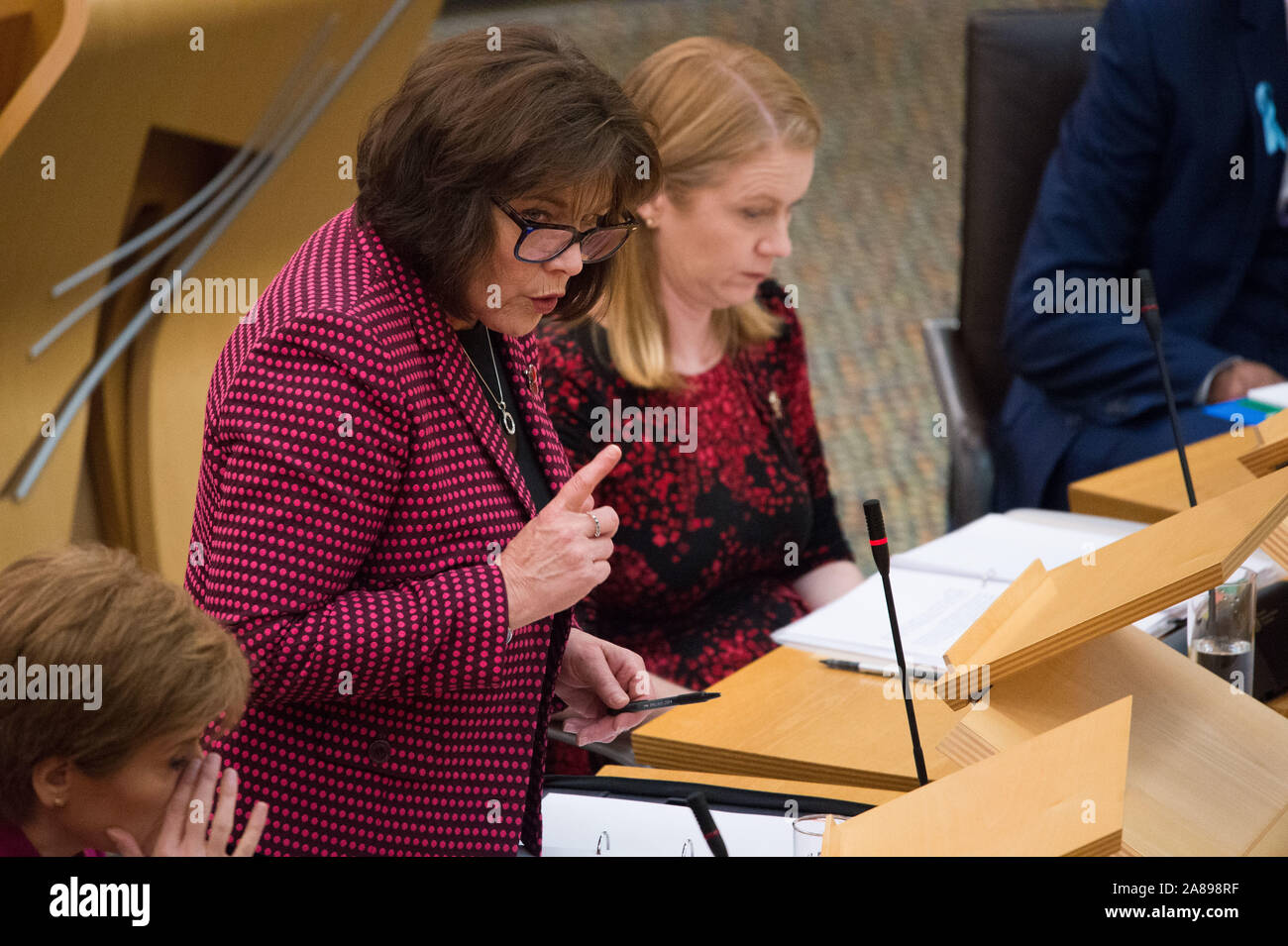 Jeane freeman pointing her finger whilst speaking hi-res stock ...