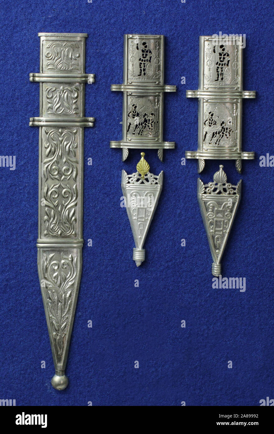 Historical reconstruction of weapons, a sheath for a sword Stock Photo ...