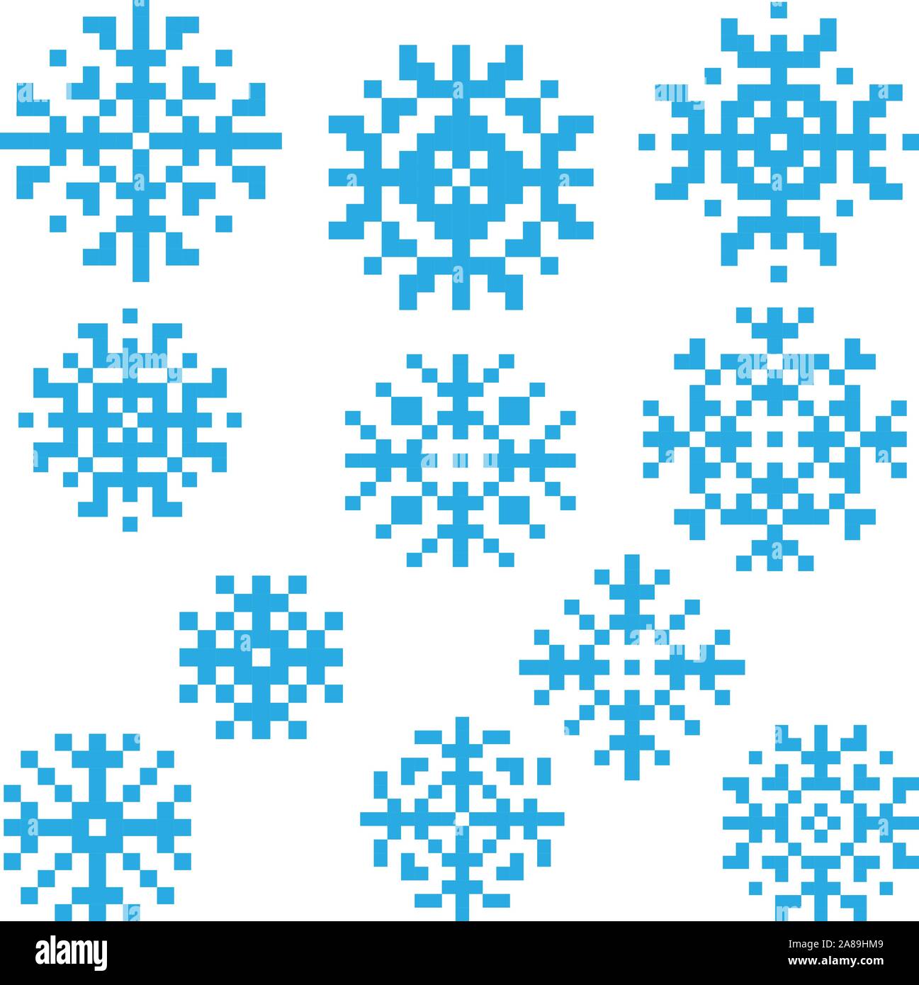 Snowflakes in pixel style . Christmas and New Year greetings Stock ...