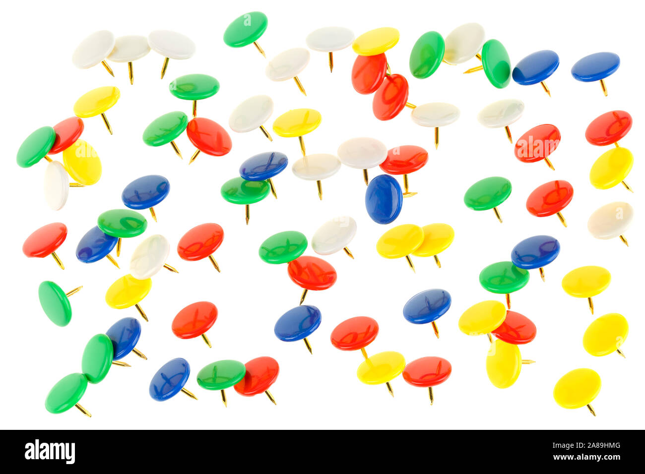 Group of many colorful push pins isolated on white background Stock ...
