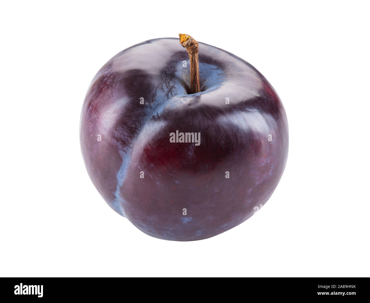 Smooth-skinned, sappy, purple plum fruit isolated on white background ...