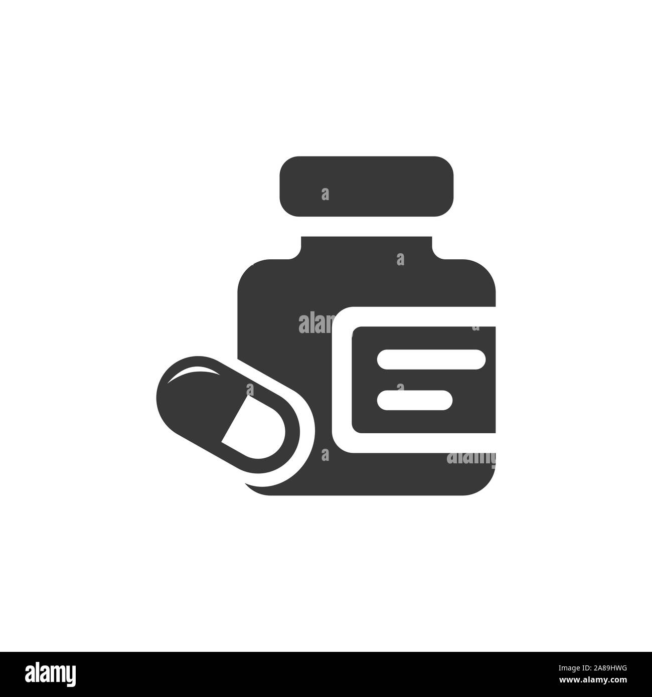 Medicine pills and capsules bottle icon with. Isolated vector ...