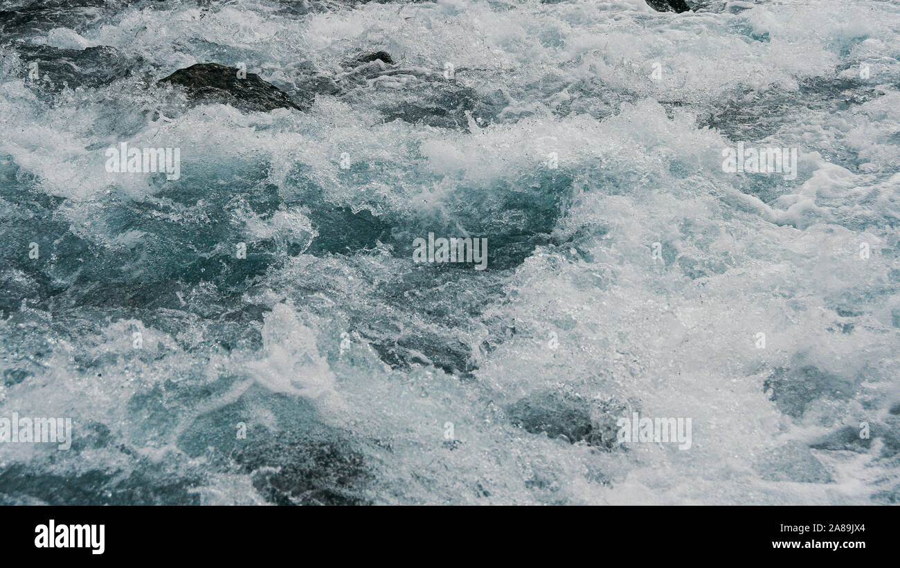 Rough water of sea surf. The water boils in rapid flow of river Stock ...