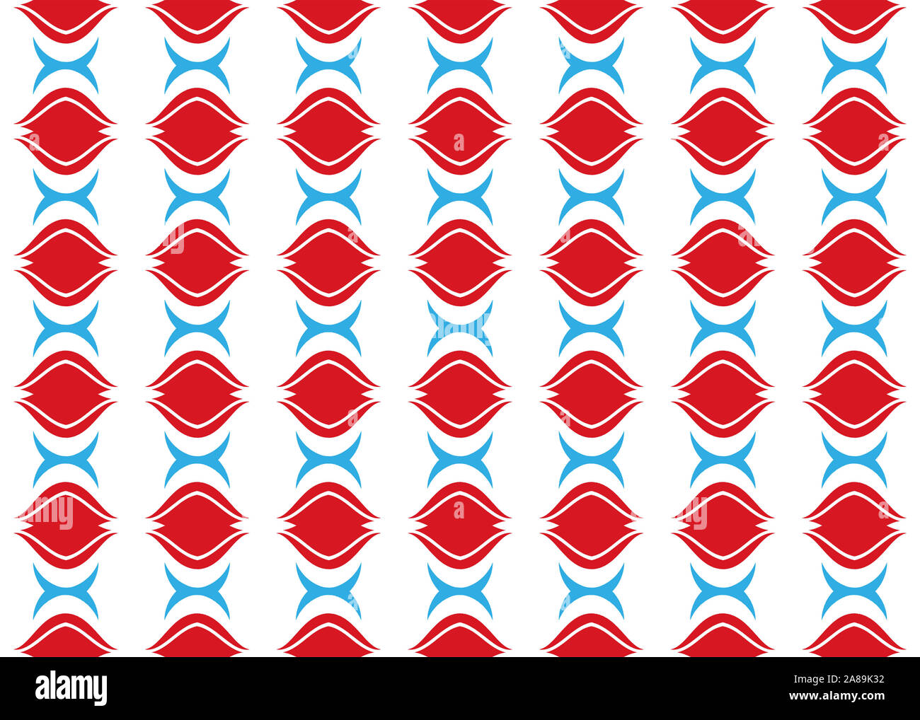 Seamless geometric pattern. In red and blue colors on white background ...