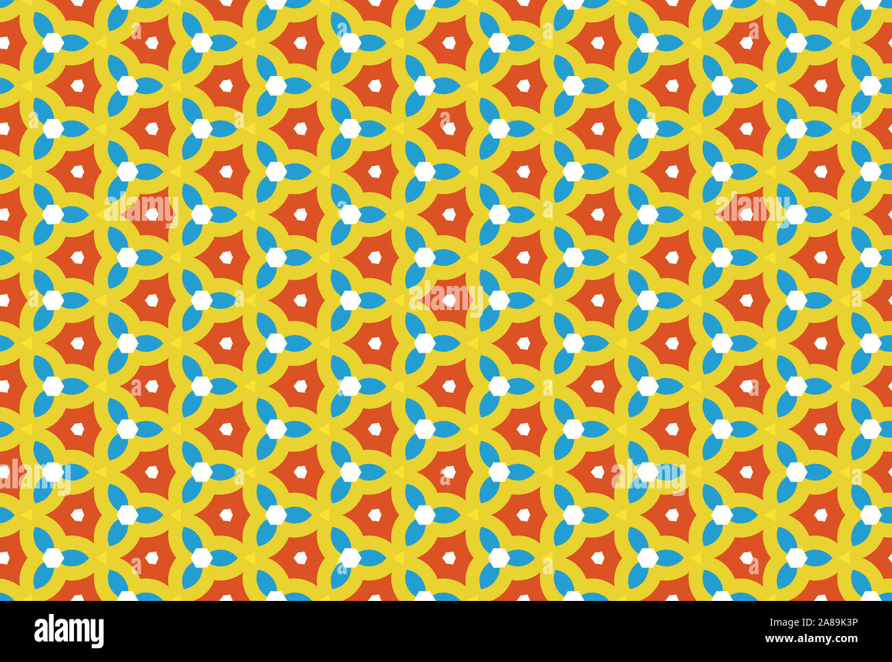 Seamless geometric pattern. In blue, white, red, green and yellow ...