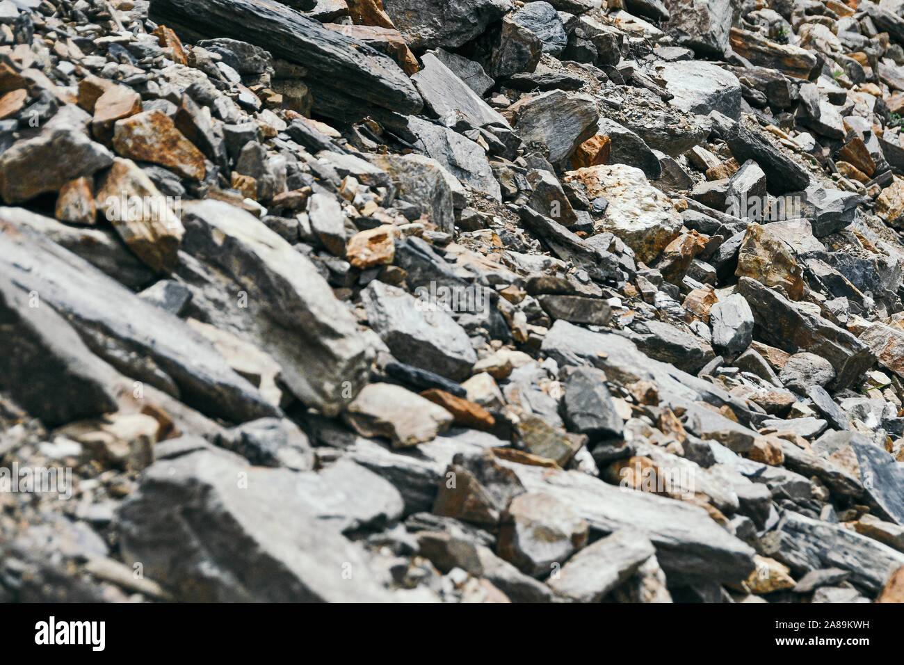 Dump of stones for construction. Stone quarry with boulders. Mountain ...