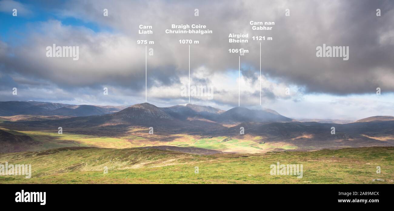 Mountains of Scotland. Munros of Perthshire: Carn Liath, Airgiod Bheinn ...