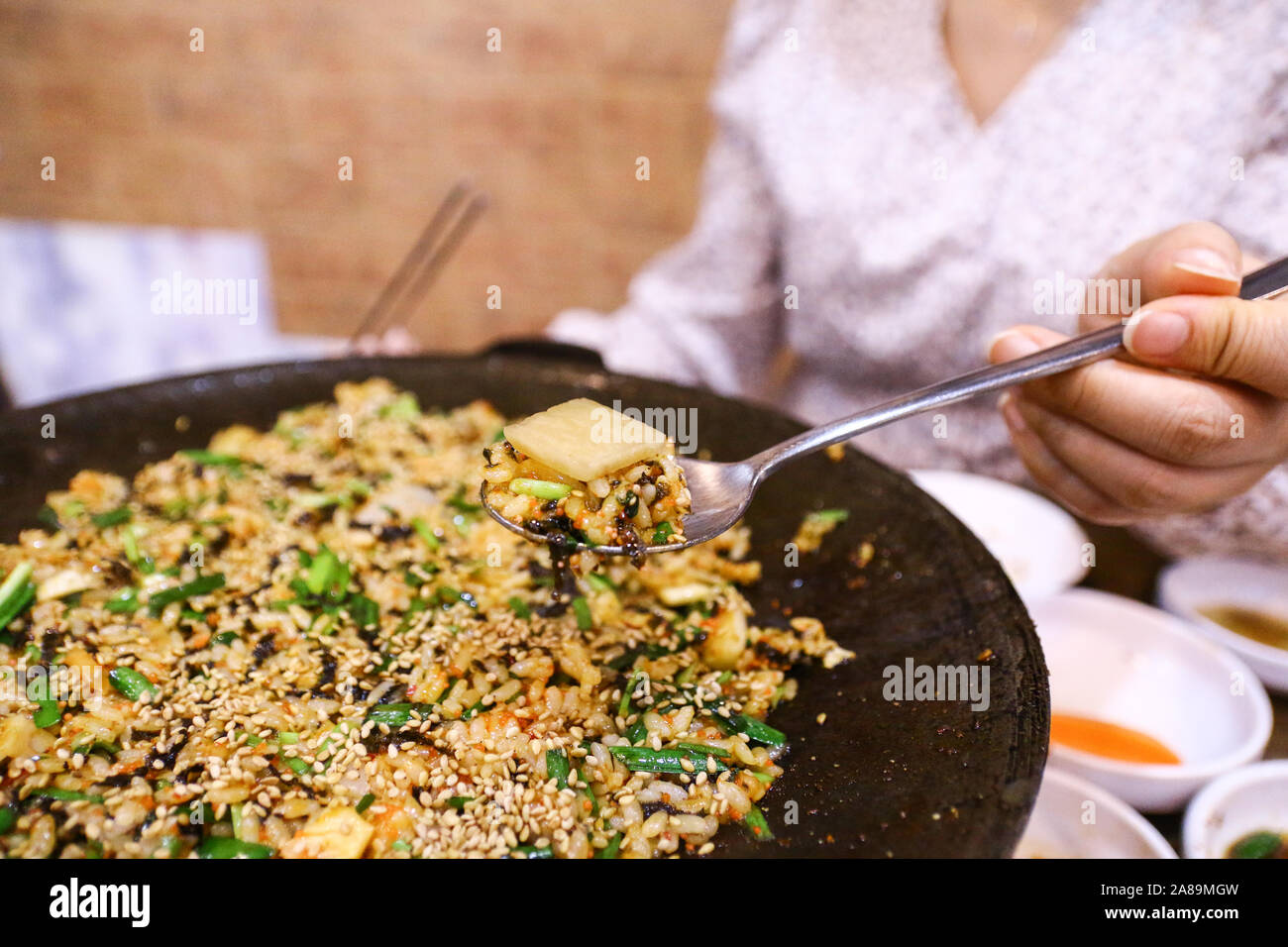 Pan-fried Rice with vegetables (Korean food), Teppan Fried Rice Stock ...