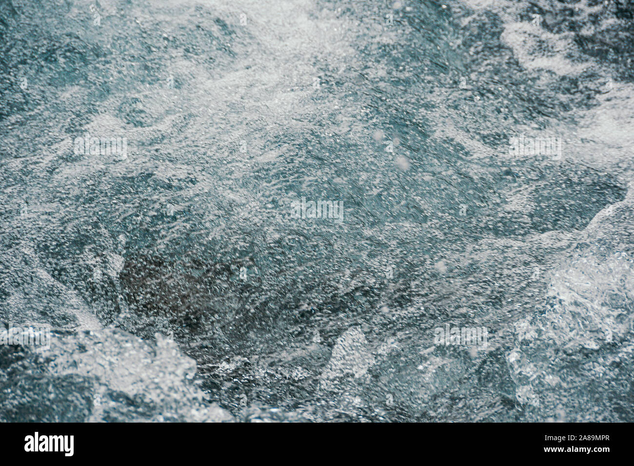 Rough water of sea surf. The water boils in rapid flow of river Stock ...