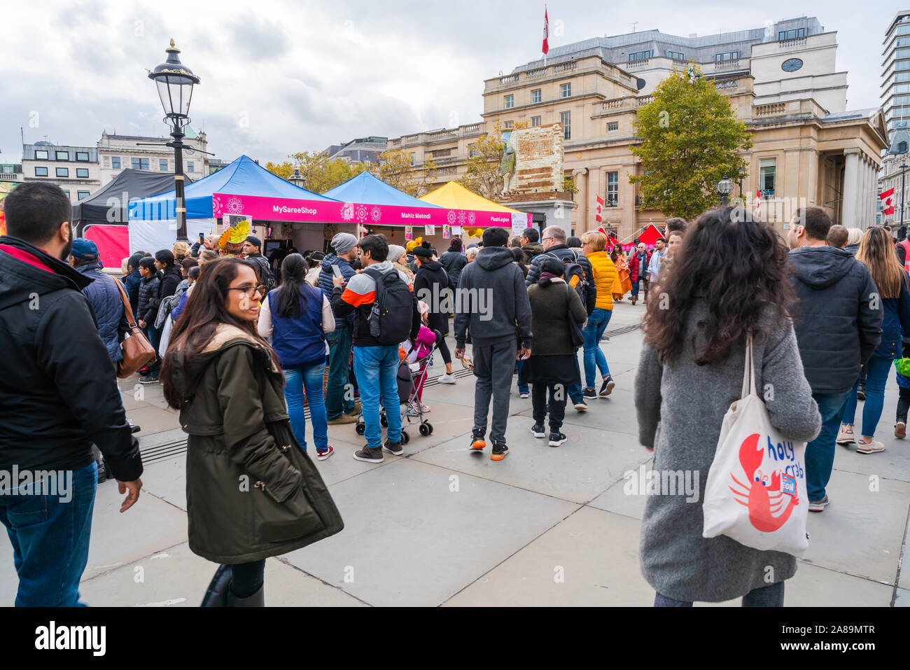 LONDON, UK - NOVEMBER 03, 2019: People attend Diwali celebrations in ...