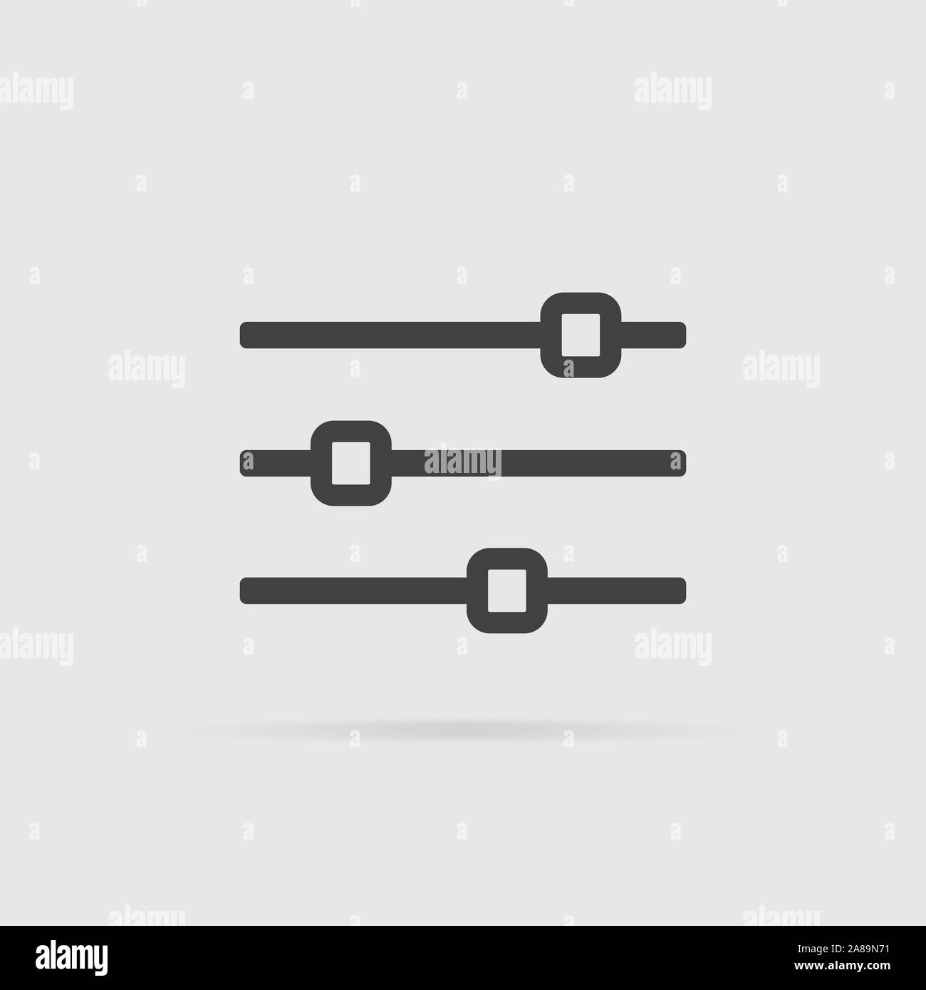 Horizontal adjustment icon in flat style isolated on grey background ...