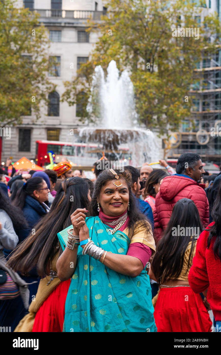 LONDON, UK - NOVEMBER 03, 2019: People take part in Diwali celebrations ...