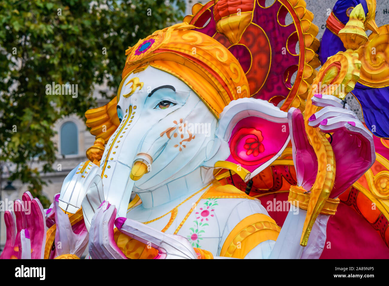 Inflatable statue of Lord Ganesha at Diwali celebrations in London ...