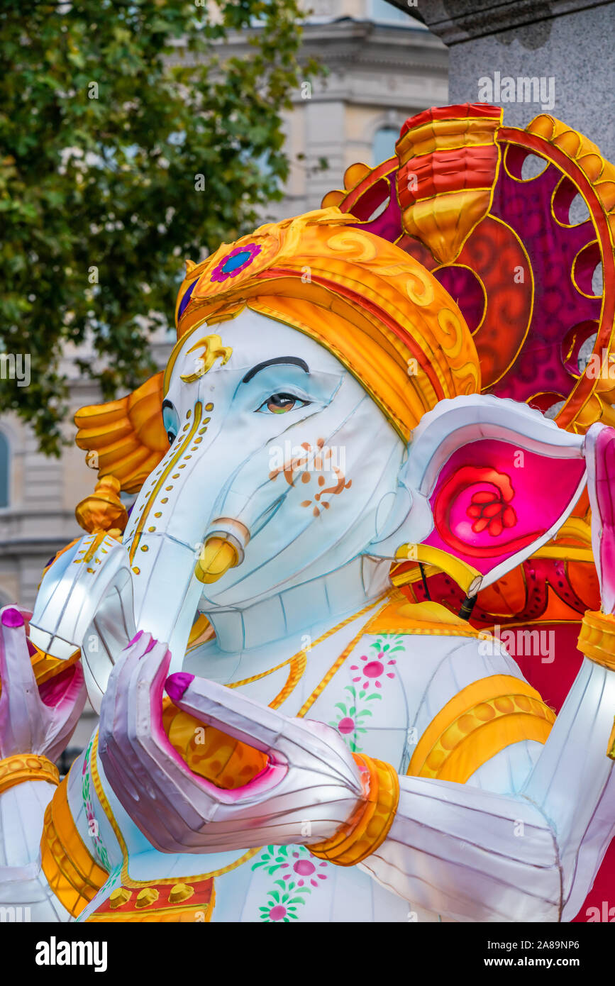 Inflatable statue of Lord Ganesha at Diwali celebrations in London ...