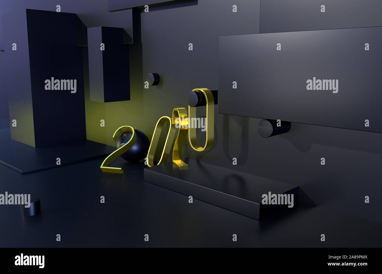 2020 year golden sign with black background. 3D illustration Stock ...