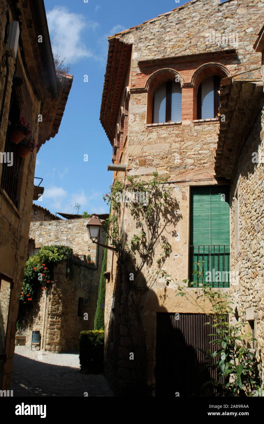 Medieval wall of peratallada hi-res stock photography and images - Alamy