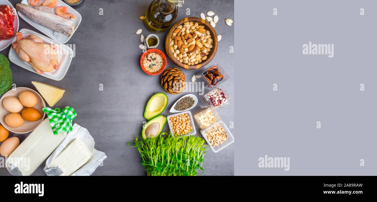 Healthy Diet - foods that are a rich source of proteins, includes meat ...