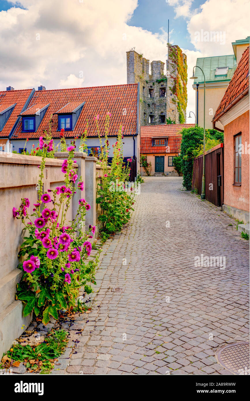 A street view with homes and buildings featuring the architecture of ...