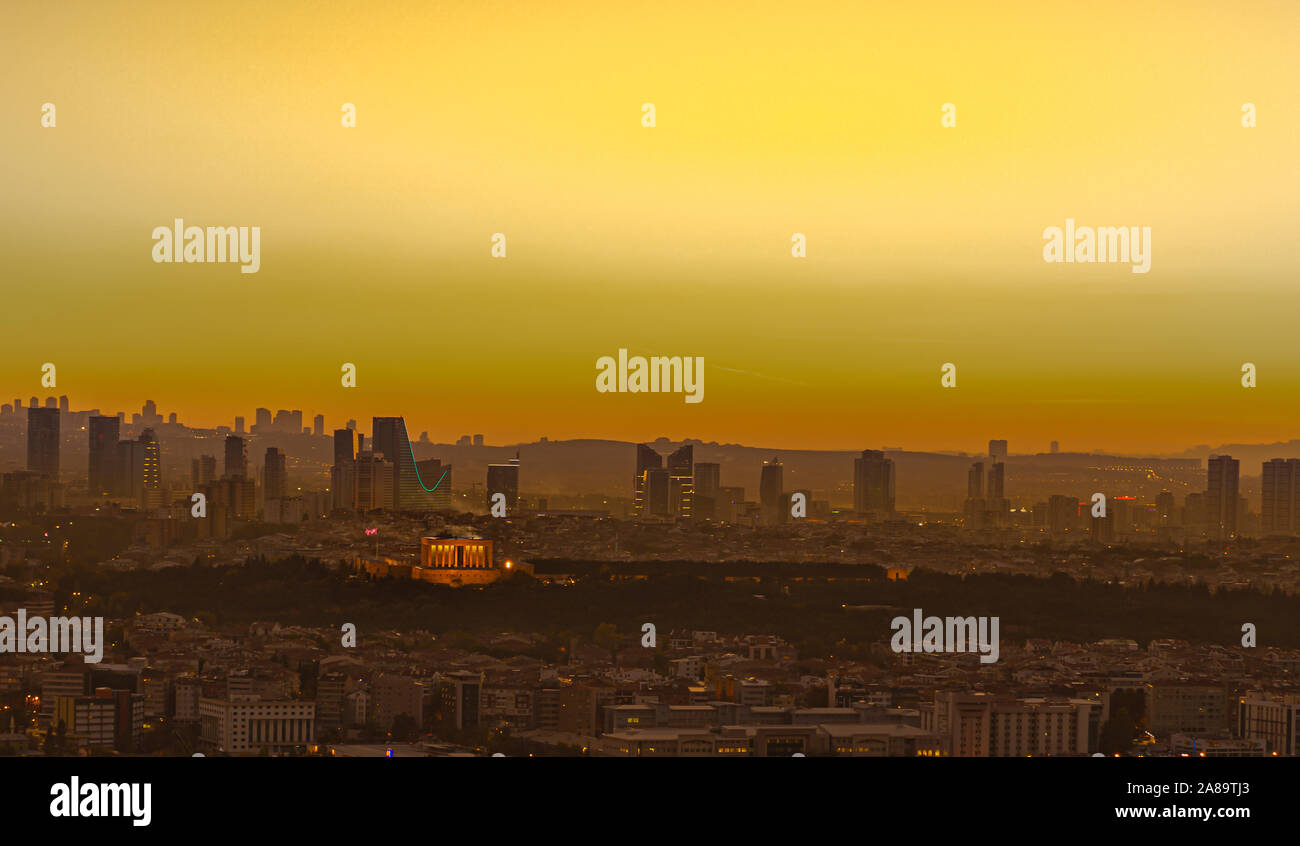 From Ankara Castle Ankara landscape with far view of skyscraper in a ...