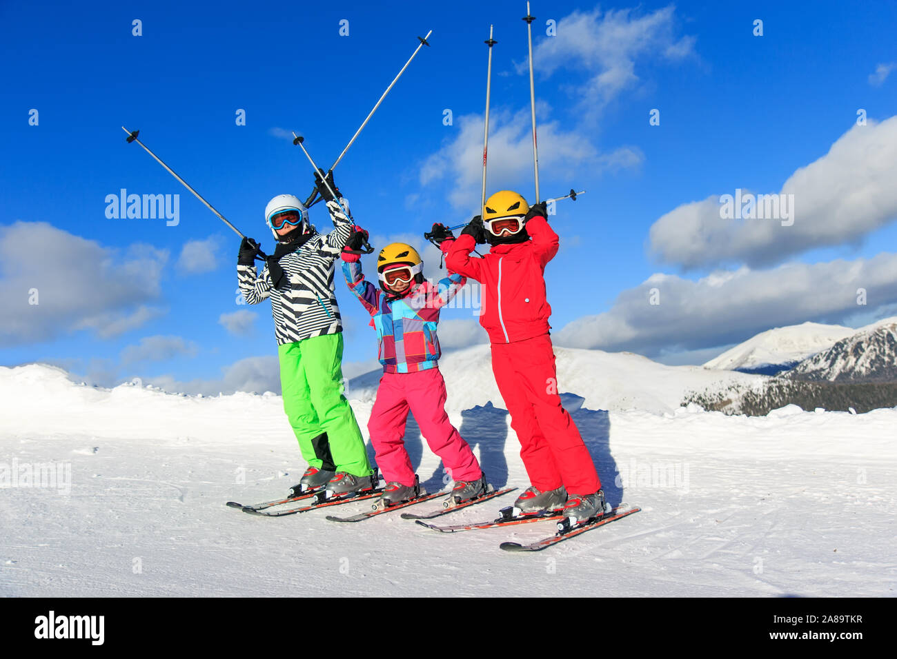 Girls on the ski Stock Photo - Alamy
