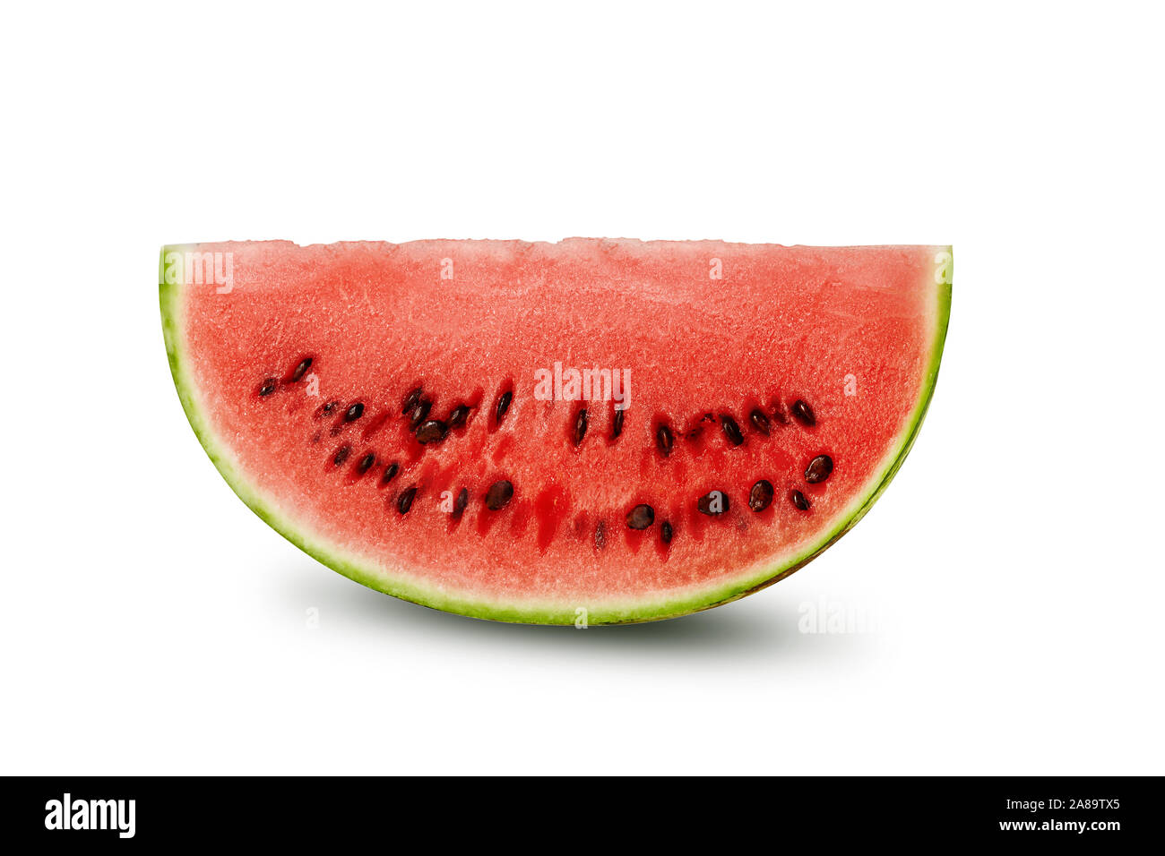 Slice of a palatable watermelon in a cross-section, isolated on white ...