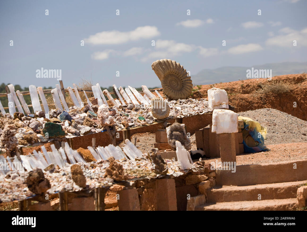 A roadside stand in the Atlas mountains south of Marrakech Morocco has ...