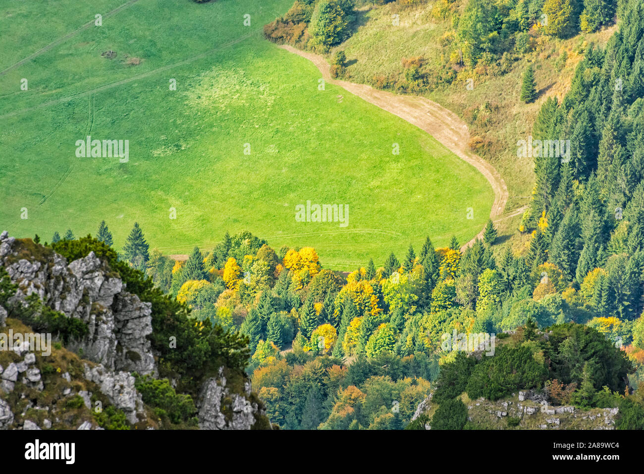 Vratna valley from Big Rozsutec peak, Little Fatra, Slovak republic ...