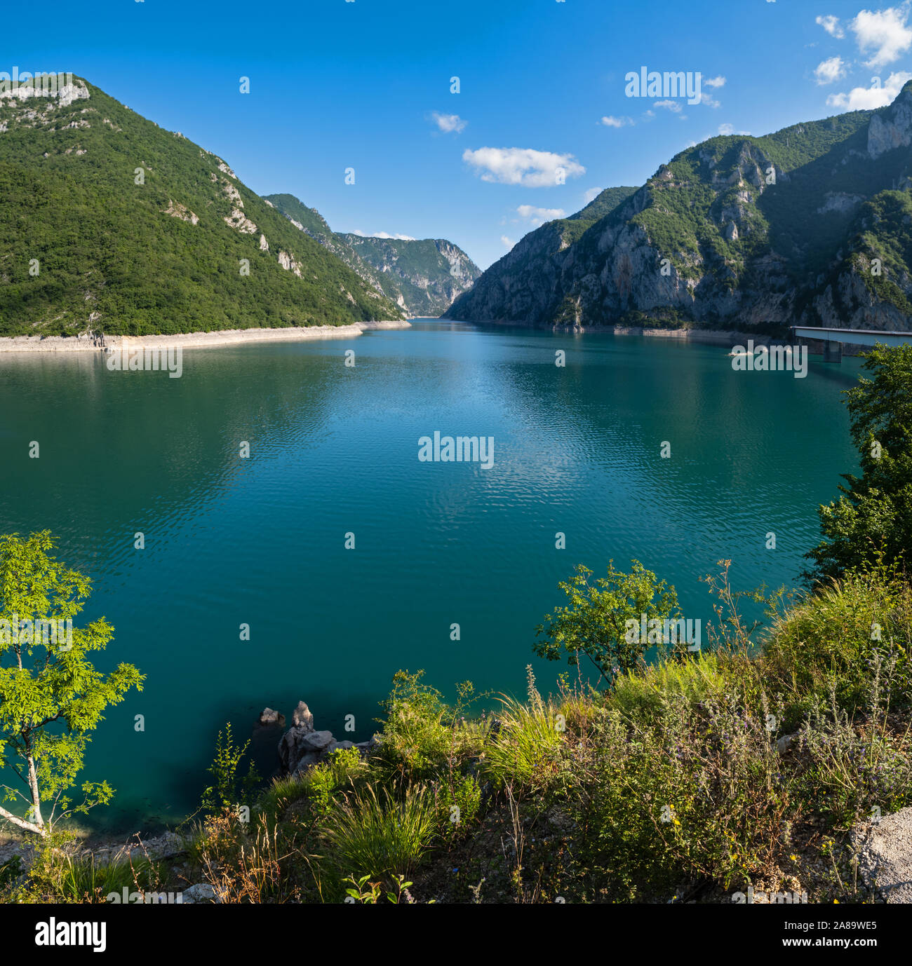 The famous Piva river canyon with its fantastic reservoir Piva Lake ...
