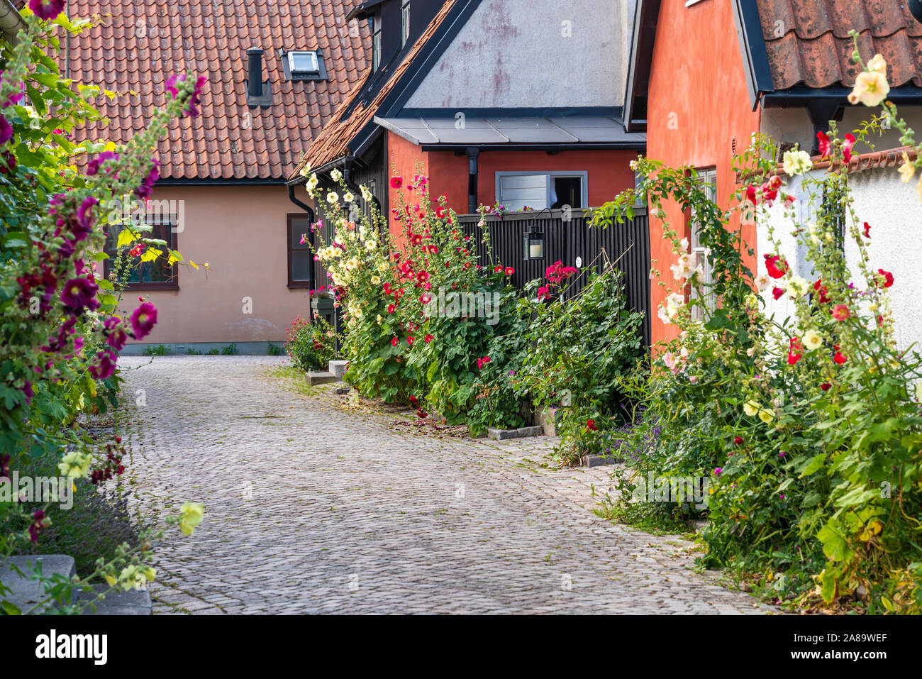 A street view with homes and buildings featuring the architecture of ...