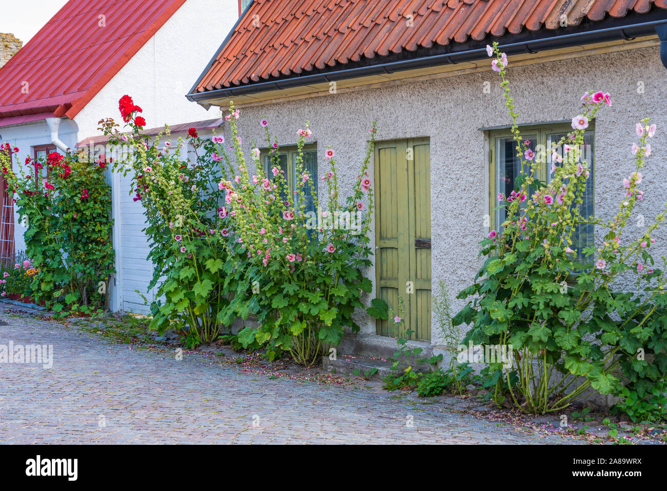 A street view with homes and buildings featuring the architecture of ...