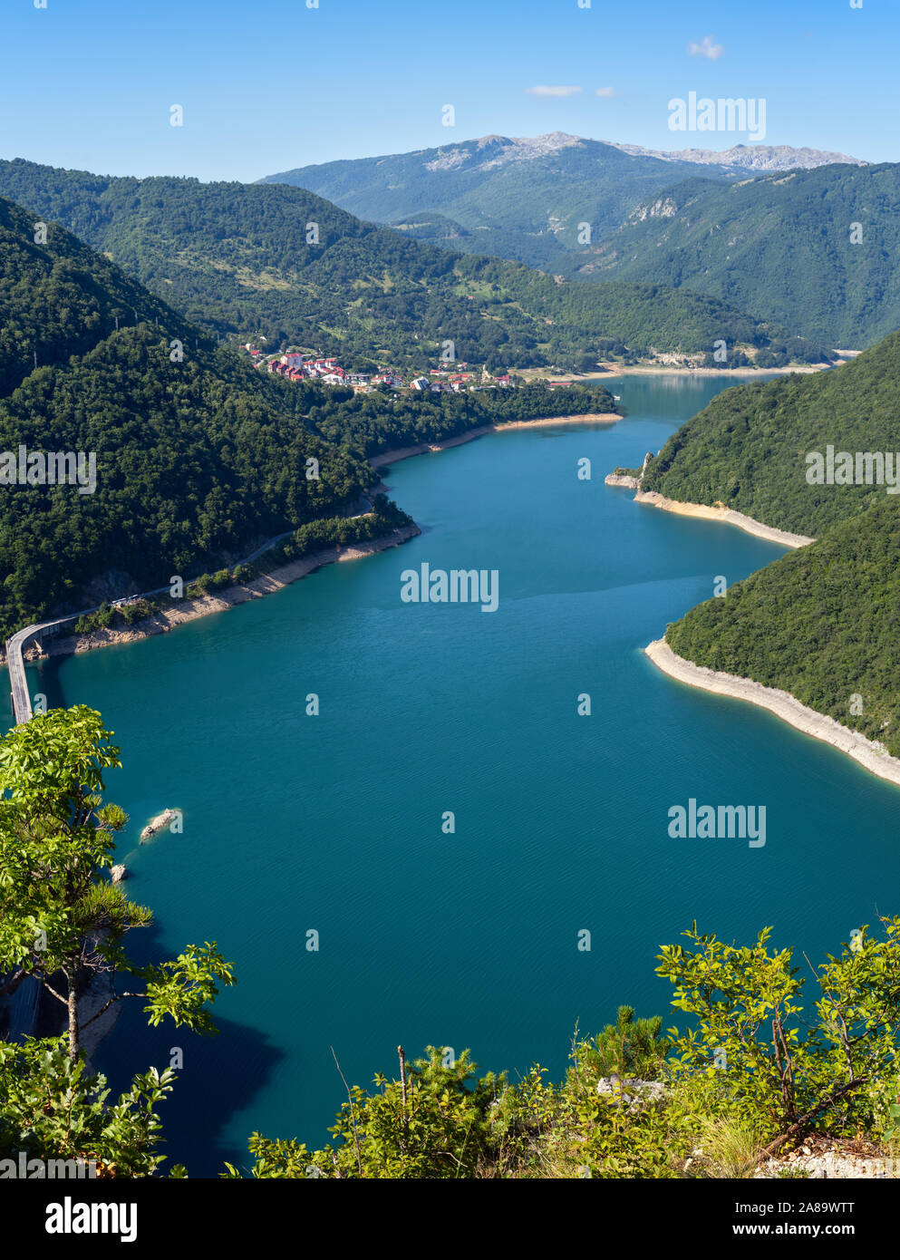 The famous Piva river canyon with its fantastic reservoir Piva Lake ...