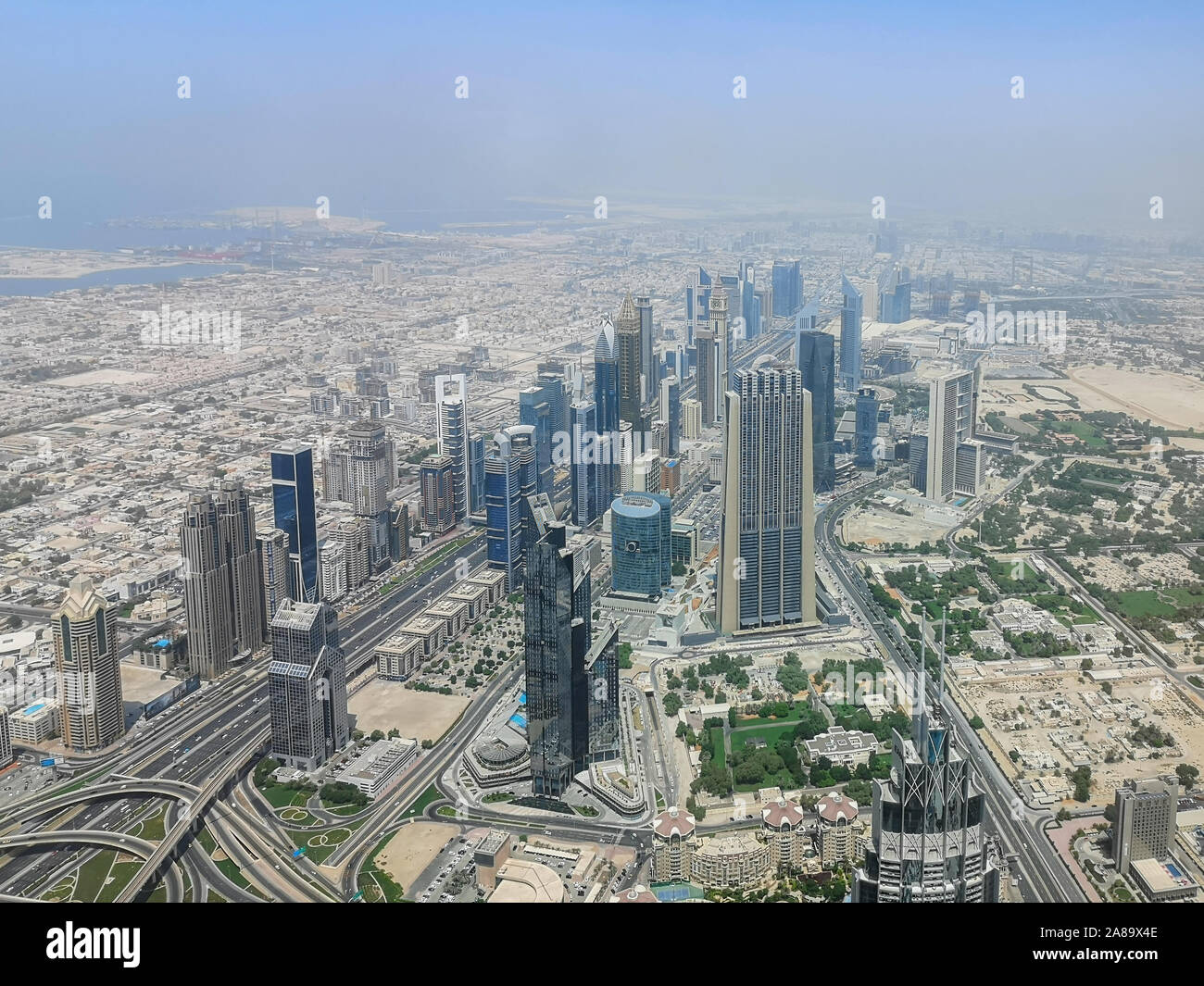 Aerial beautiful view of Downtown Dubai, Skyscrapers and landmarks ...