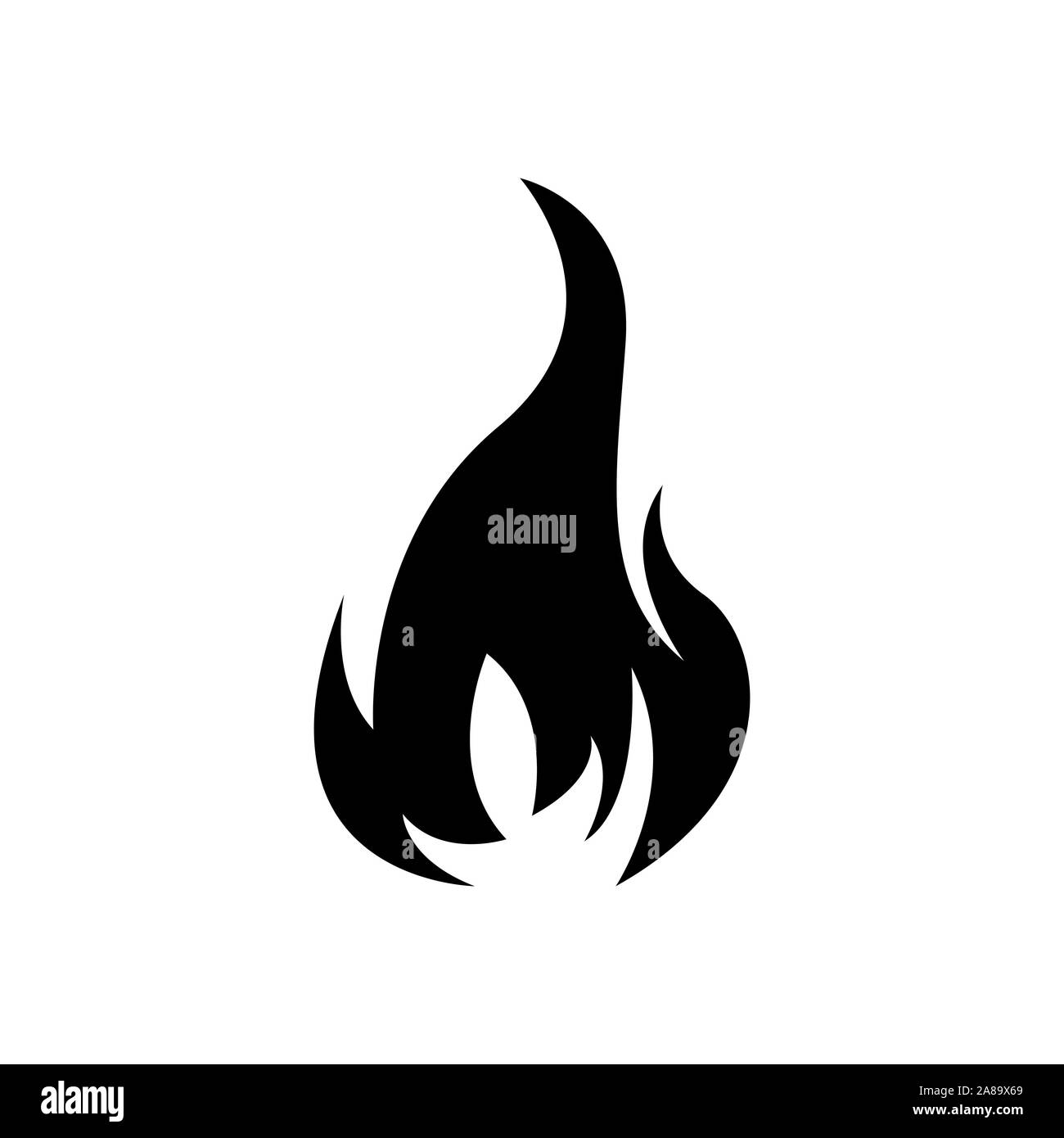 Fire icon black on white vector image. Fire flame icon, black icon ...
