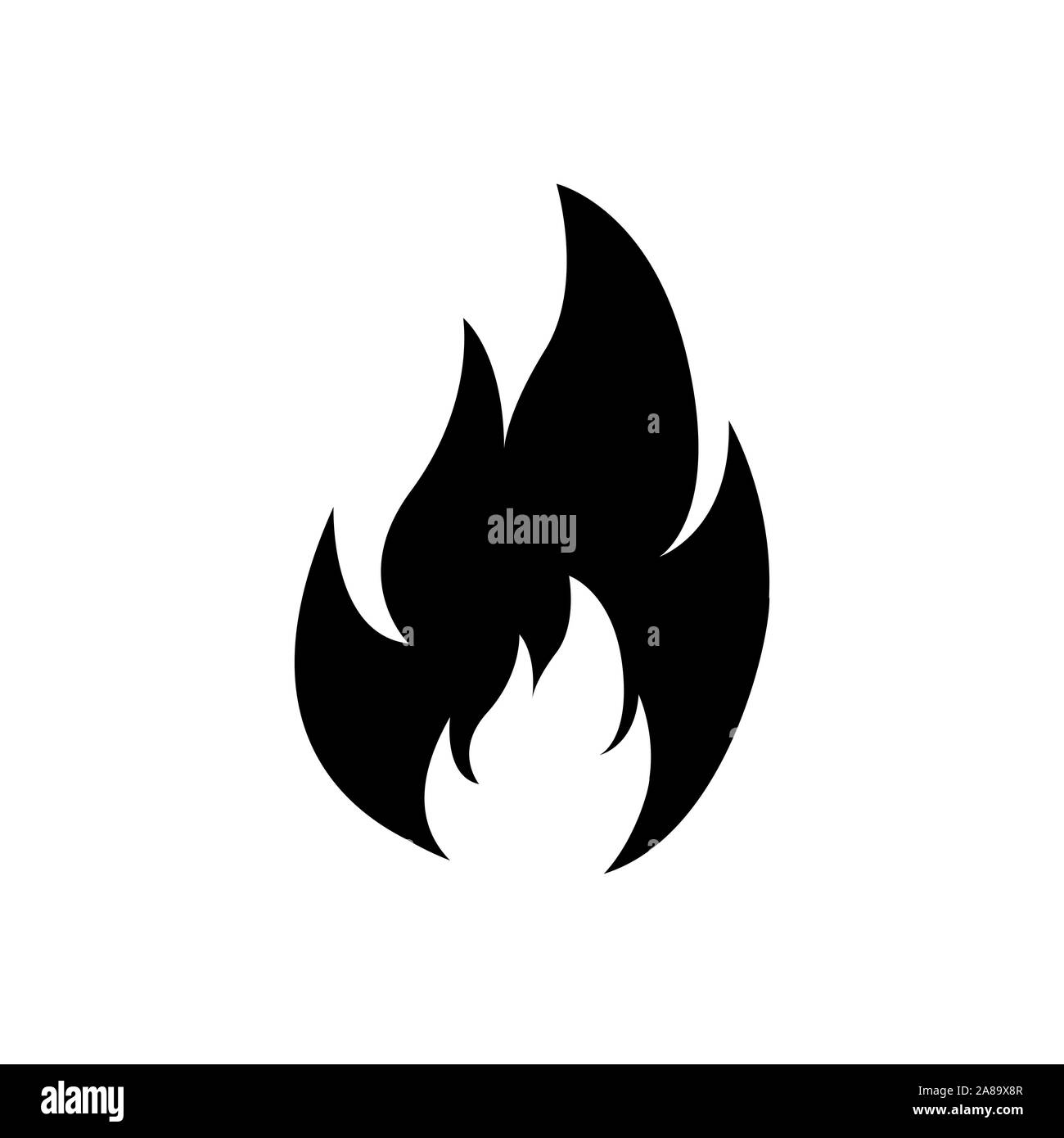Fire icon black on white vector image. Fire flame icon, black icon ...