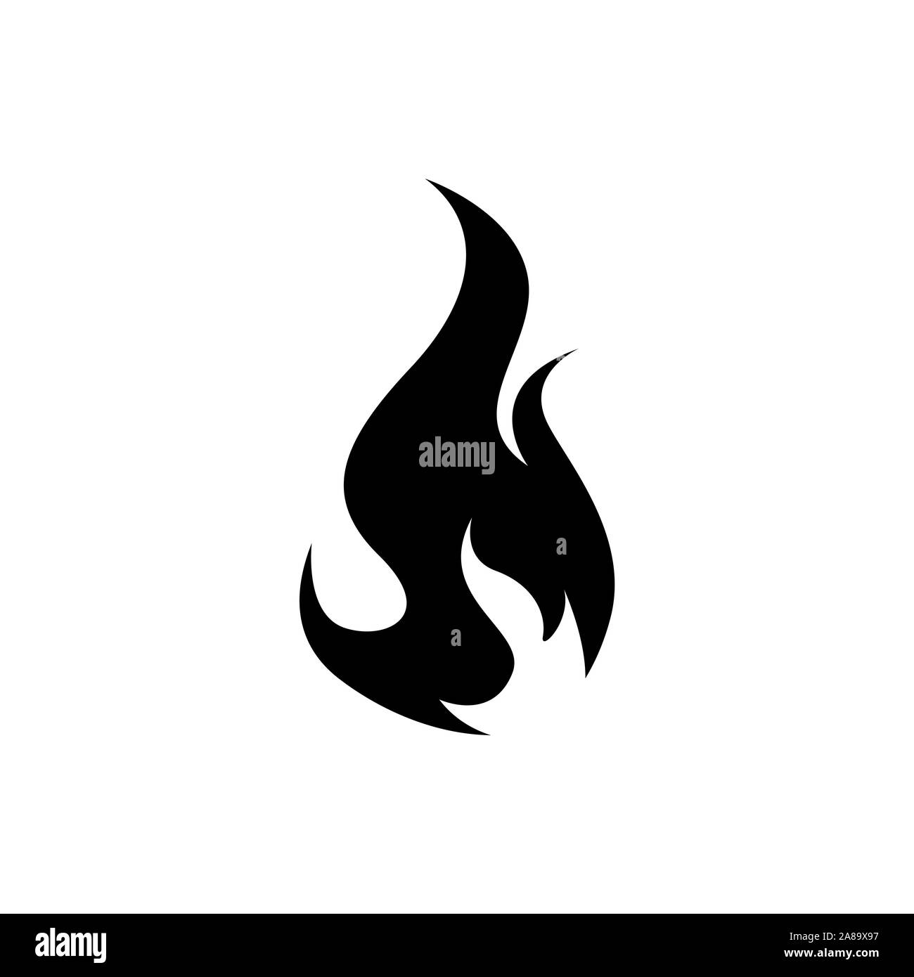 Fire icon black on white vector image. Fire flame icon, black icon ...