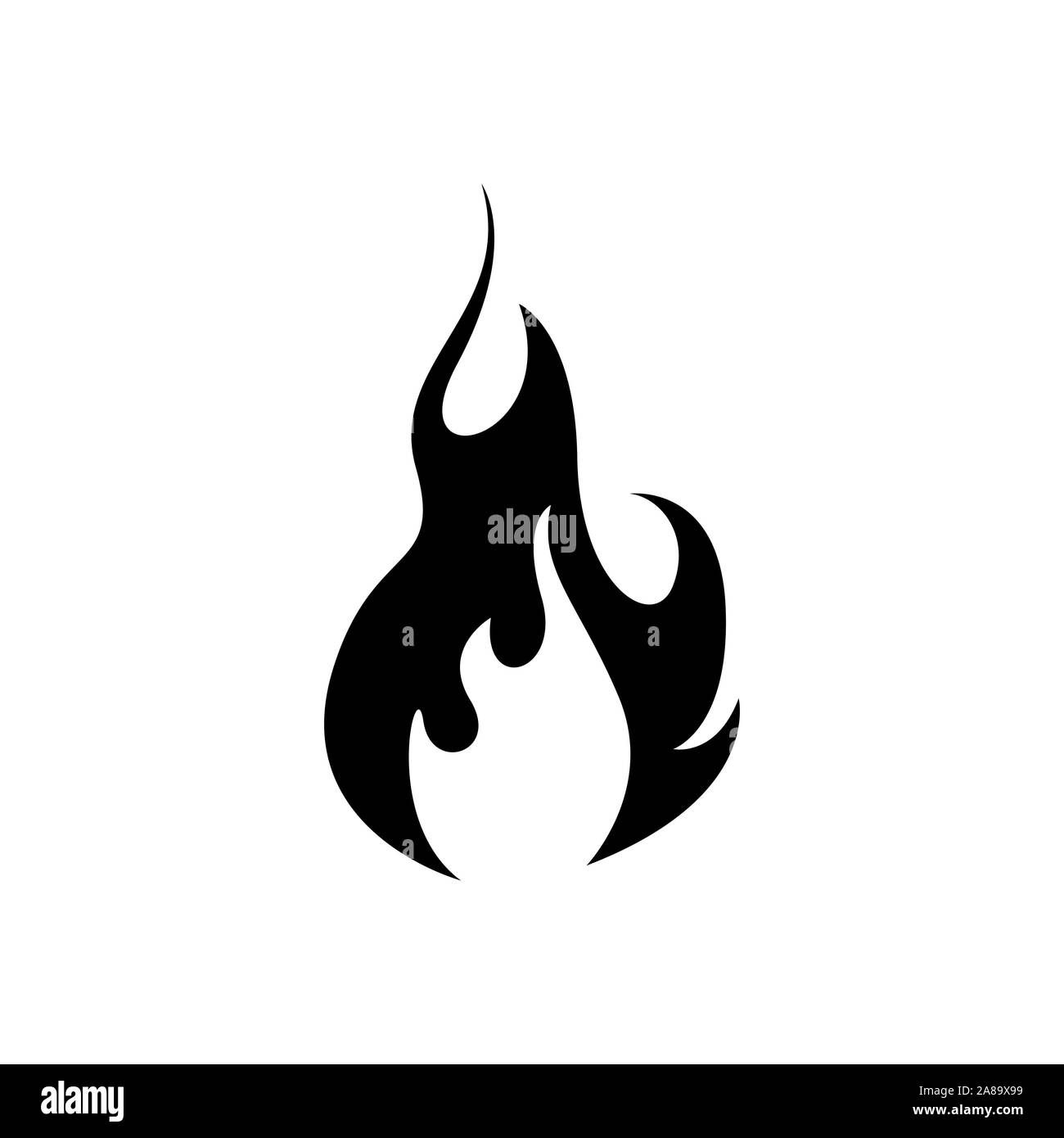 Fire icon black on white vector image. Fire flame icon, black icon ...