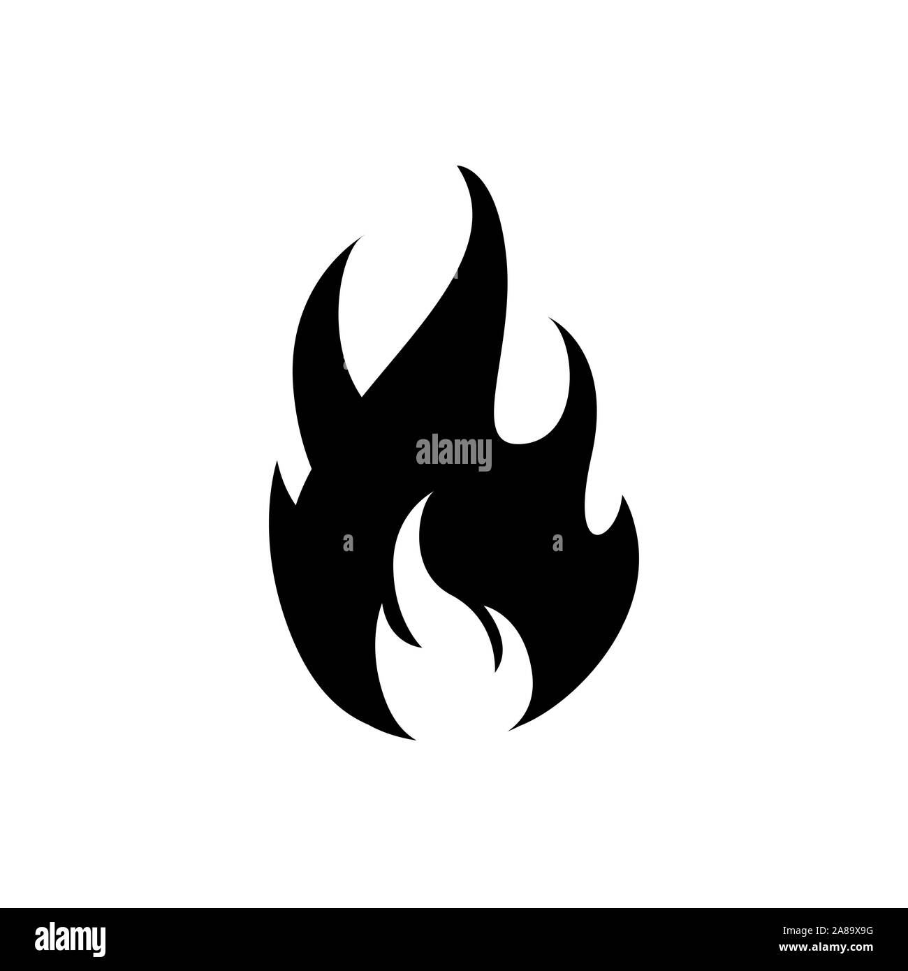 Fire icon black on white vector image. Fire flame icon, black icon ...