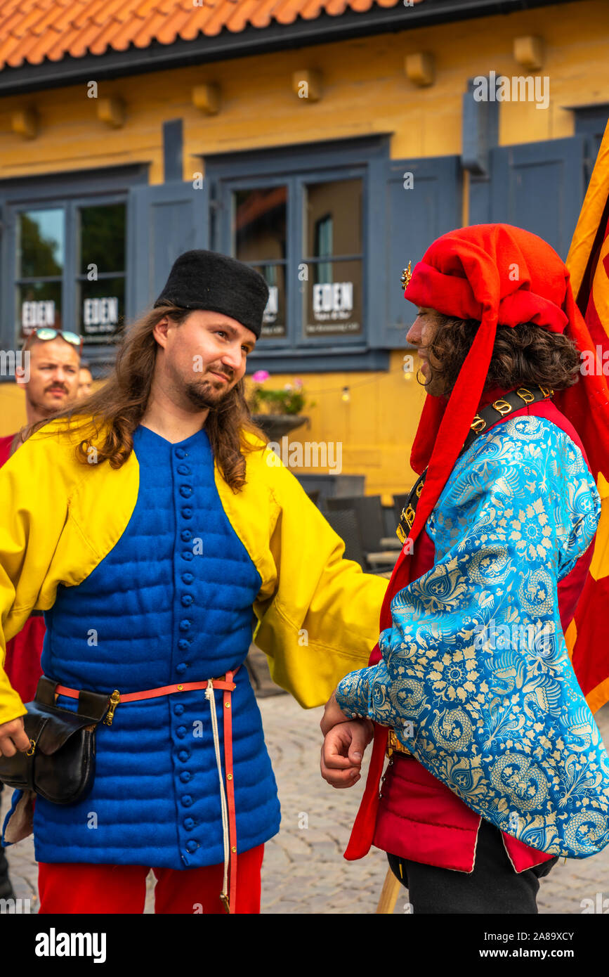 Residents in period dress celebrate Medieval Week in Visby, Gotland ...