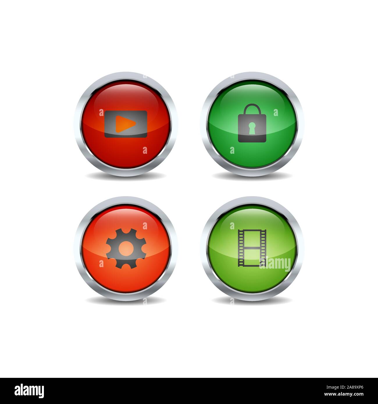 3D ui Circle button Icon Set Vector. Shiny circle button style vector icon set design image ...