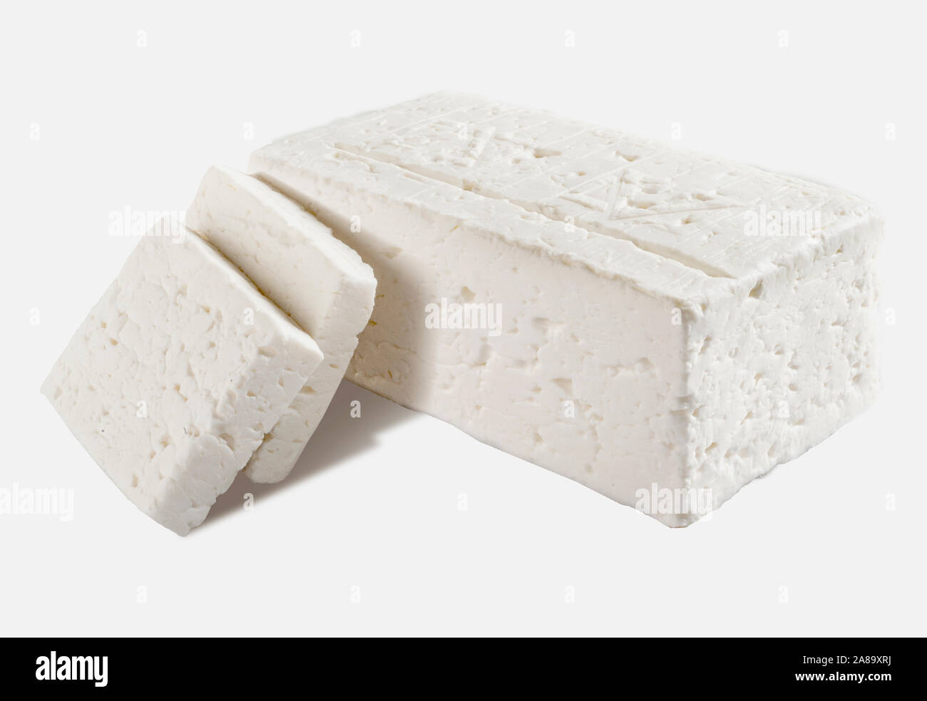 Feta Block and Slices Stock Photo - Alamy