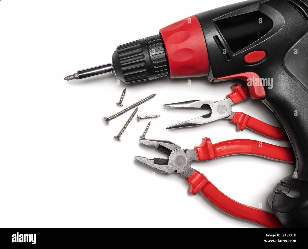 Set of tools on white background Stock Photo - Alamy