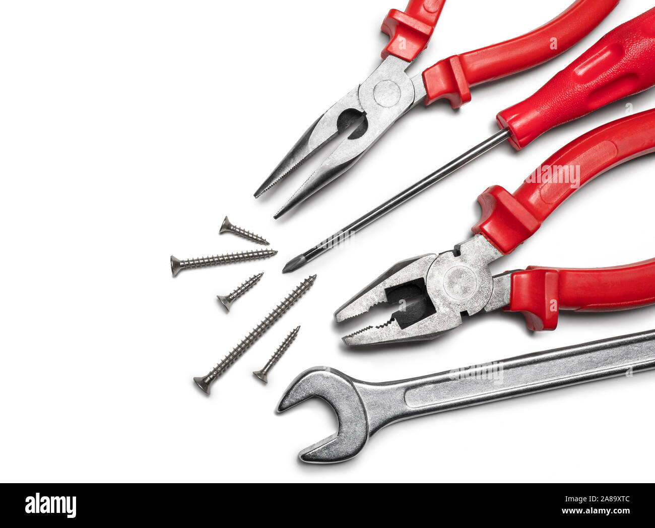 Many Tools on white background Stock Photo - Alamy